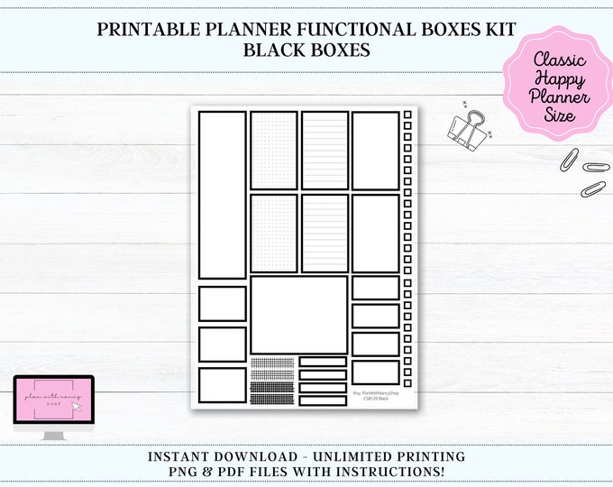 Planner Box Stickers for Happy Planner Colorful Planner - Etsy