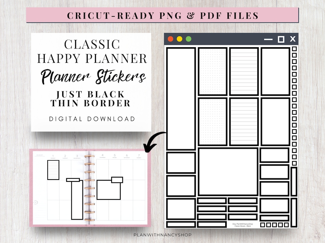 Planner Box Stickers for Happy Planner Colorful Planner - Etsy