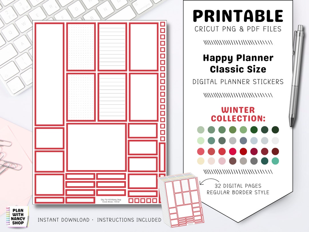 Planner Box Stickers for Classic Happy Planner, Colorful Planner Boxes ...