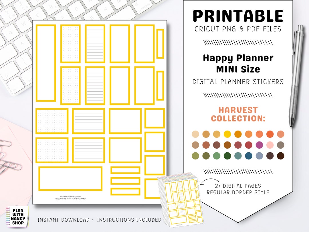 Planner Box Stickers for MINI Happy Planner, Colorful Planner Boxes for ...