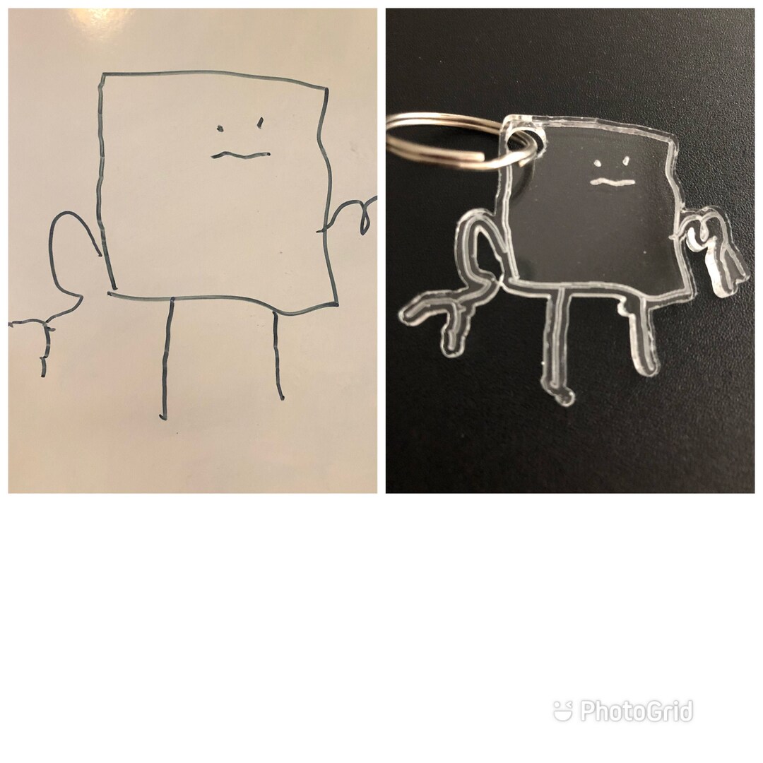 Custom Acrylic Key Chain Kid's Drawing Key Chain Loved - Etsy