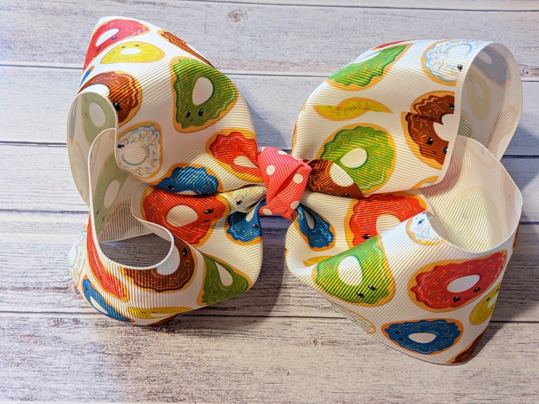 Cute Donut Hair Bow, Super Cute Bows for Girls, Tan, Brown, Pink ,green ...