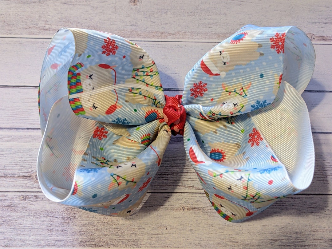 Christmas Llama Bow, Large Floppy Hair Bow, Red White Blue Green Hair ...