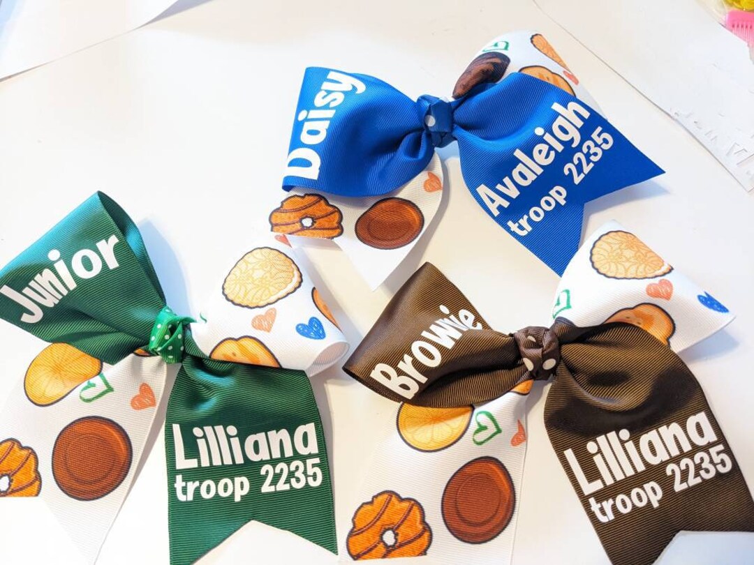 Personalized Girl Scout Hair Bow | Troop Cheer Bow | Cookie Theme ...