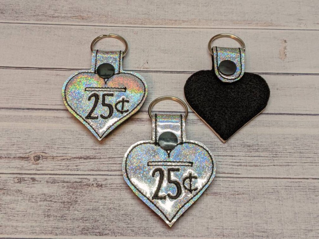 Aldi Key Chain, Sparkly Iridescent Key Fob, Metallic Heart, Grocery ...