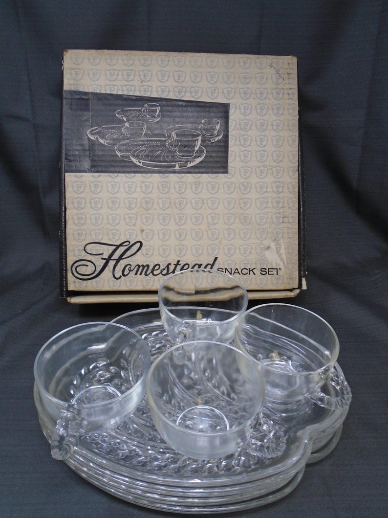 Vintage 1950's Federal Glass Homestead Snack Set - Etsy