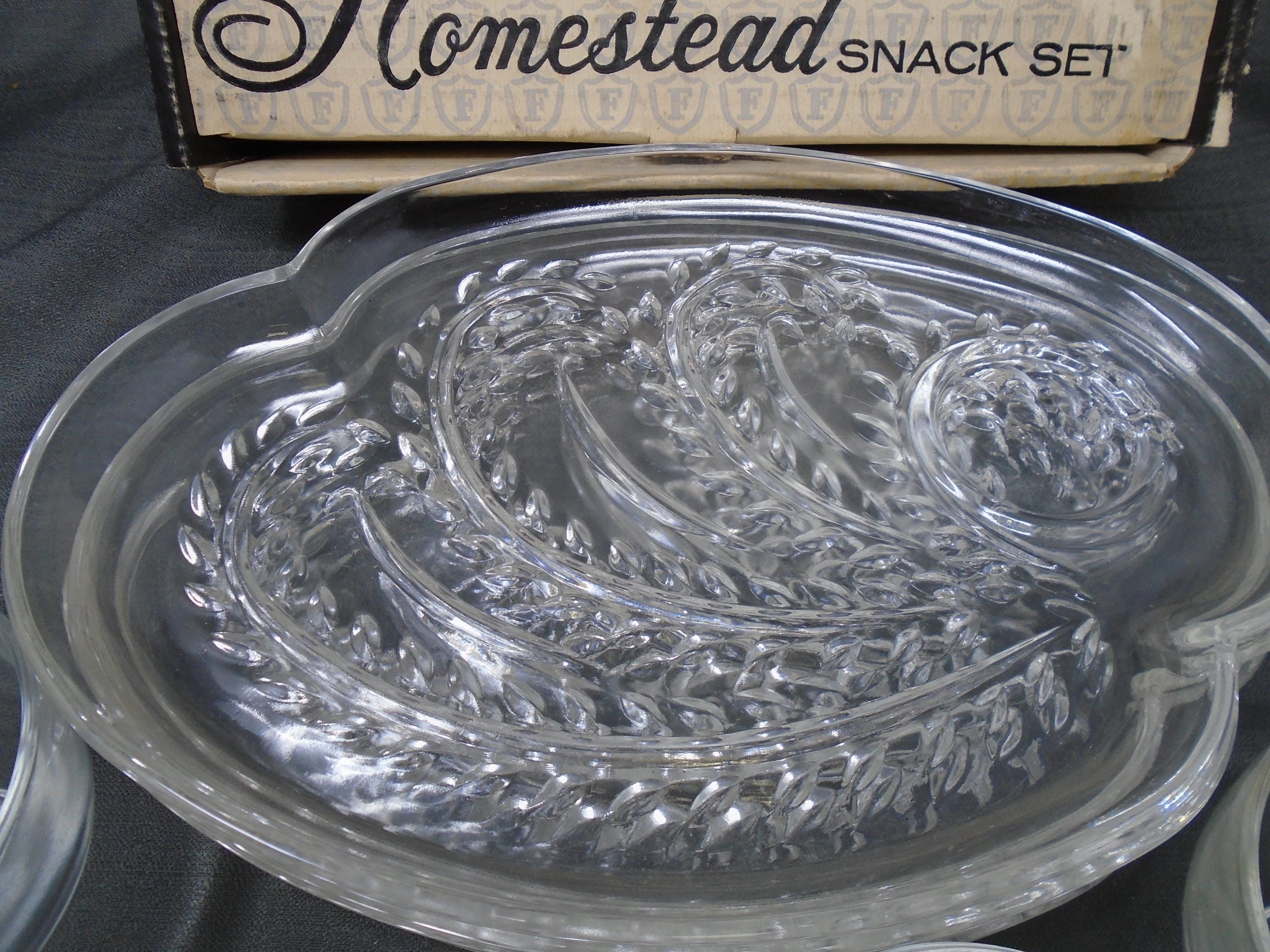 Vintage 1950's Federal Glass Homestead Snack Set - Etsy