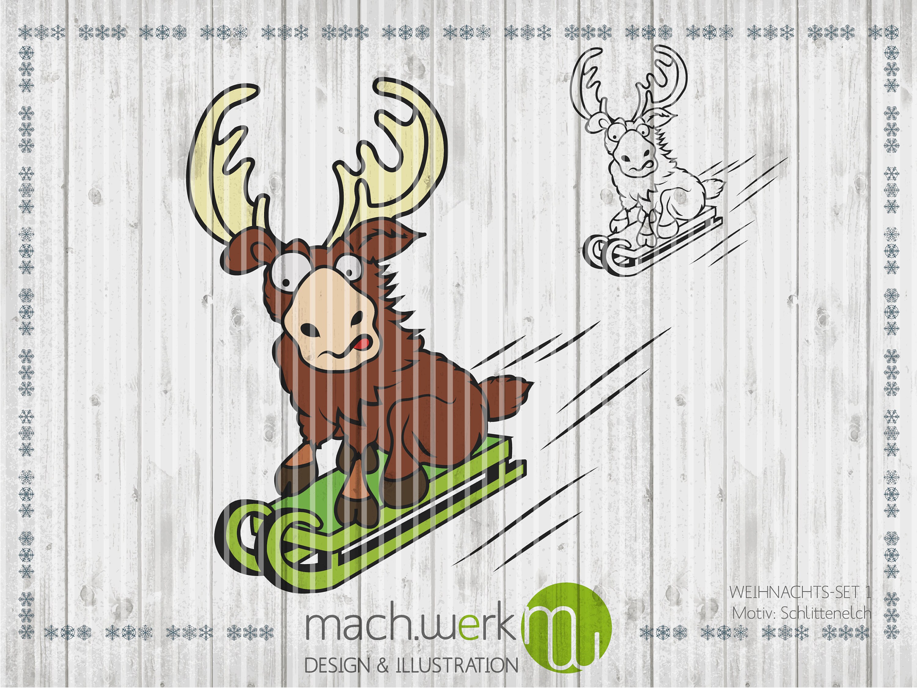 Plotterdatei Plottervorlage Rentier Schlitten-Elch Weihnachten | Etsy