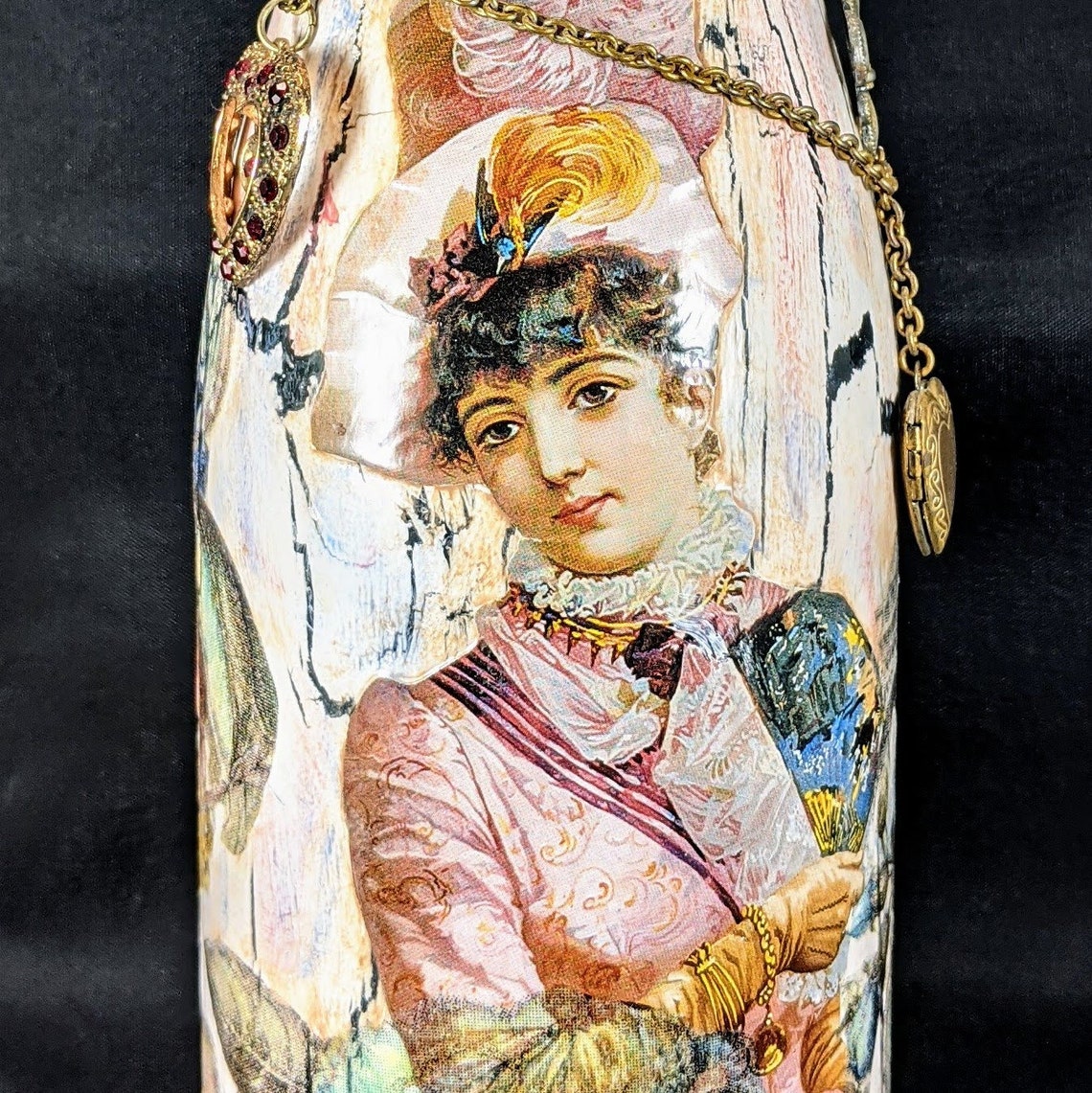 Fancy Lady in Paris, Decorated Bottle, Floral Decoupage, Crackle Paint ...