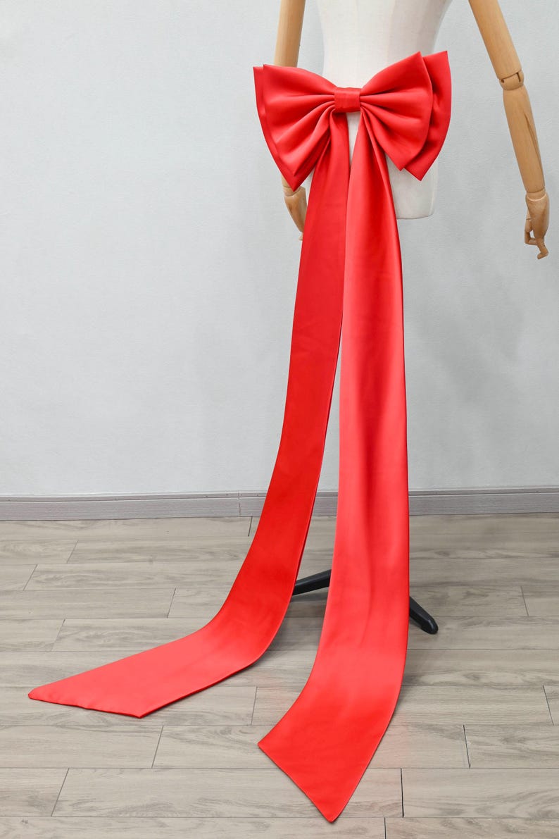 Detachable Satin Wedding Bow With Long Tails: Bridal Dress Sash - Etsy