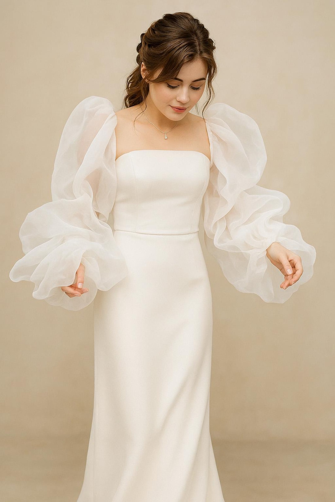 Organza Puff Sleeve Cuffs – Detachable Bridal Arm Sleeves, Costume ...