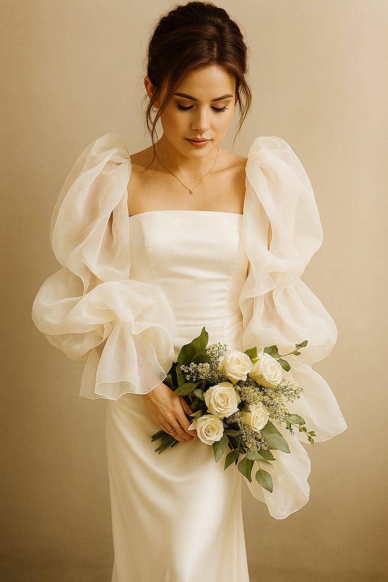 Organza Puff Sleeve Cuffs – Detachable Bridal Arm Sleeves, Costume ...