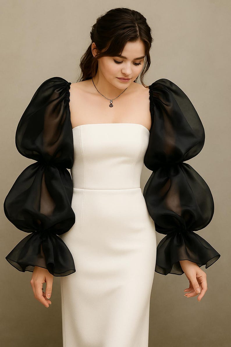 Organza Puff Sleeve Cuffs – Detachable Bridal Arm Sleeves, Costume ...