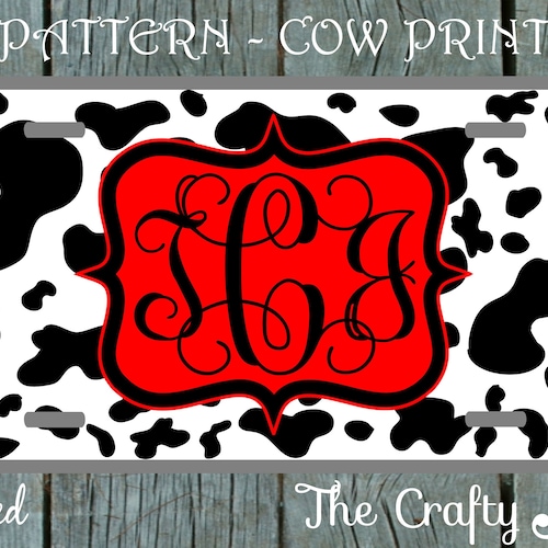 Turquoise Cow Print Monogram License Plate Cow Car Tag - Etsy