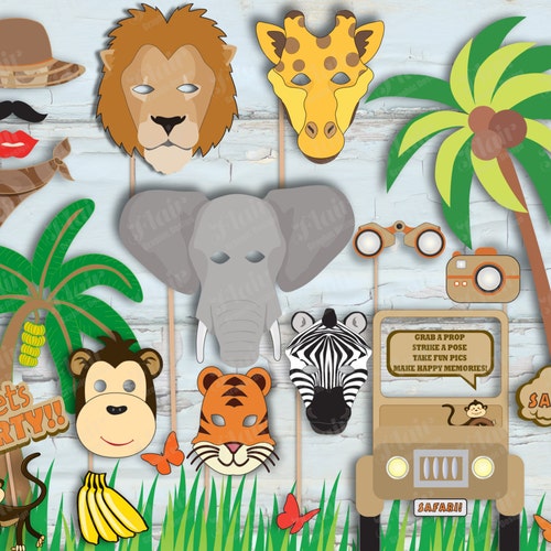 SAFARI ANIMALS Photo Booth Masks and Party Props Printable - Etsy