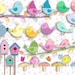 PASTEL BIRDS Clipart, Bird Clipart, Cute Birds, Easter Birds, Birdhouse ...