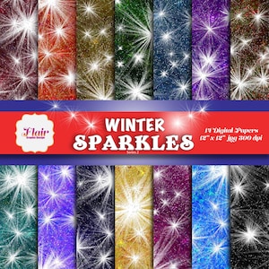 Winter Sparkles Digital Papers Series 2, Christmas Papers, Sparkle ...