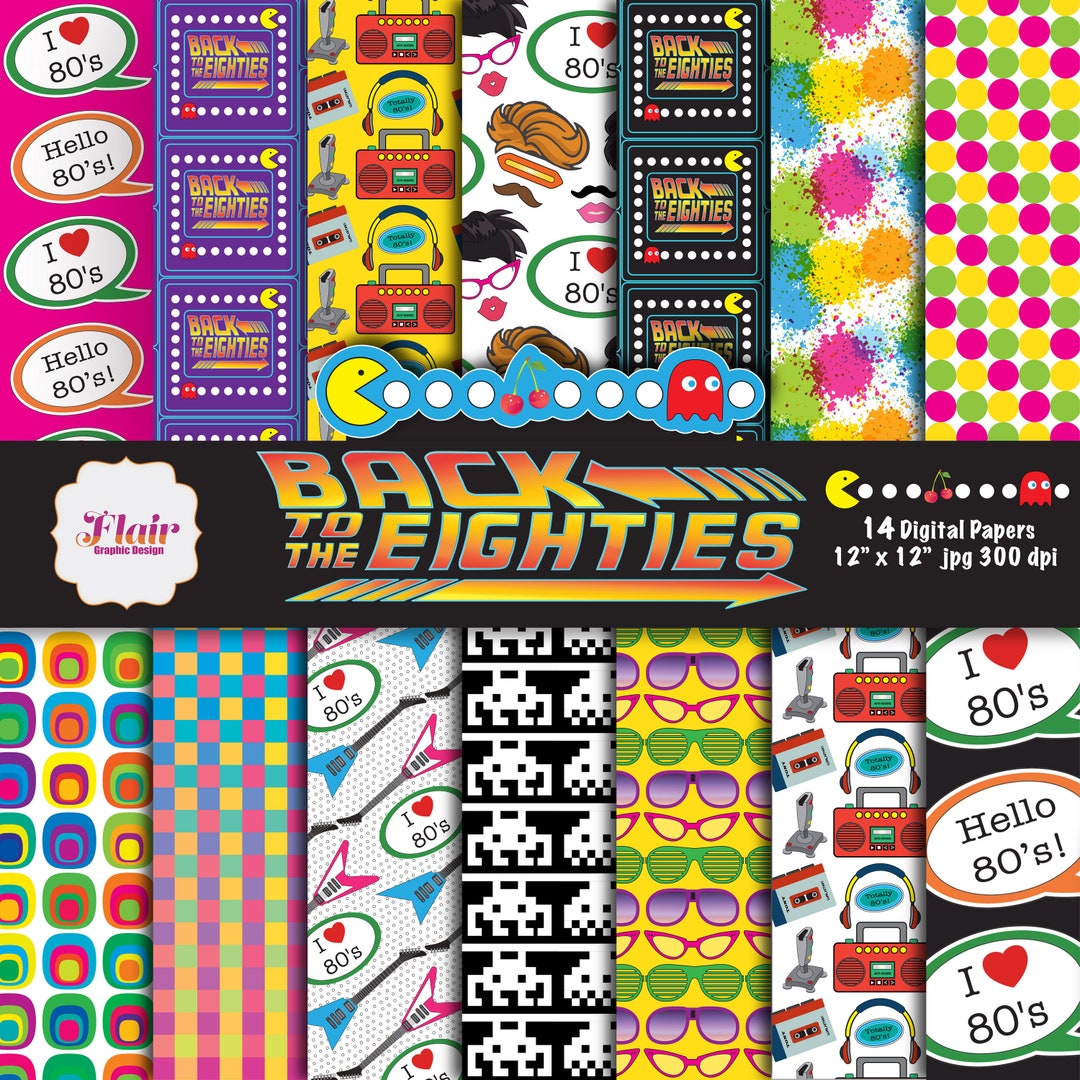 80's Digital Papers, 80's Party, Memphis Patterns, Birthday Party ...