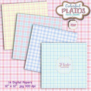 Pastel Plaids Digital Paper, Spring Colors, Easter Colors, Baby Colors ...