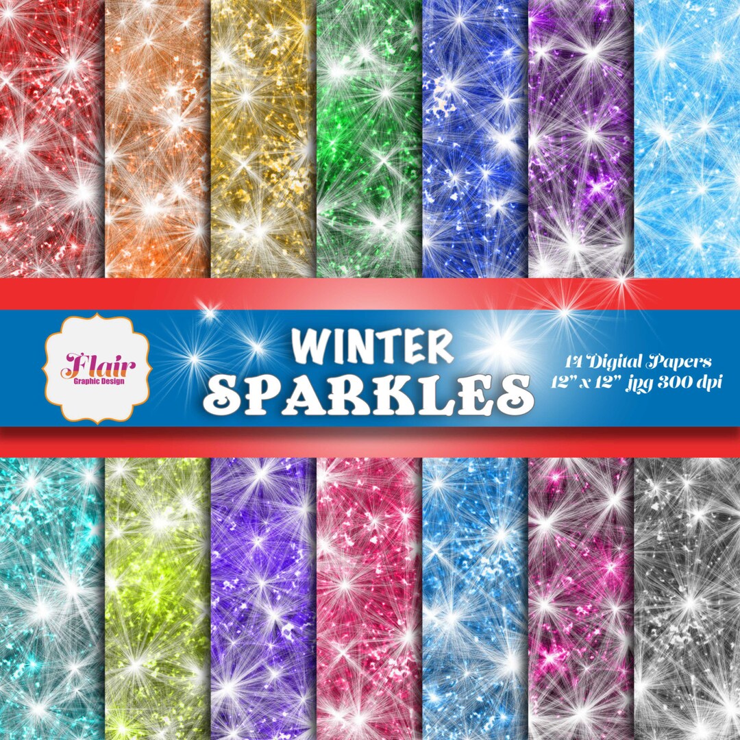 Winter Sparkles Digital Papers, Christmas Papers, Sparkle Papers ...