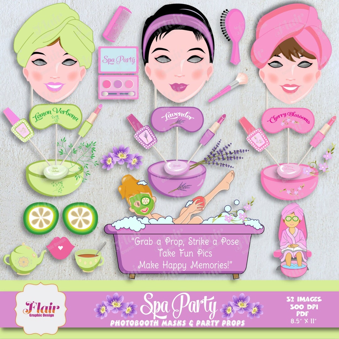 SPA PARTY Photo Booth Masks and Party Props, Digital Masks, Costume ...