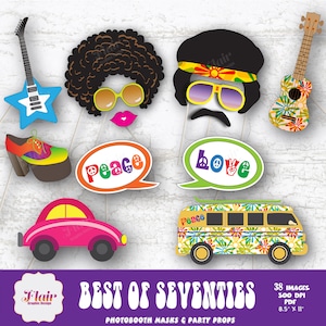 Best of 70’s Photo Booth Masks and Props, Seventies Birthday Party ...