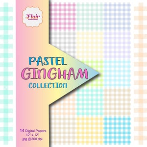 Gingham Pastels Digital Papers, Plaid Pattern, Spring Colors Paper ...