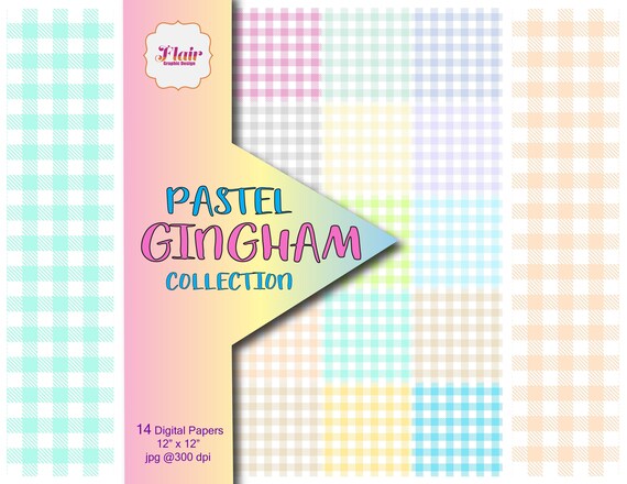 GINGHAM PASTELS Digital Papers Plaid Pattern Spring Colors | Etsy