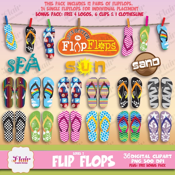 Pool Party Clip Art Flip Flops