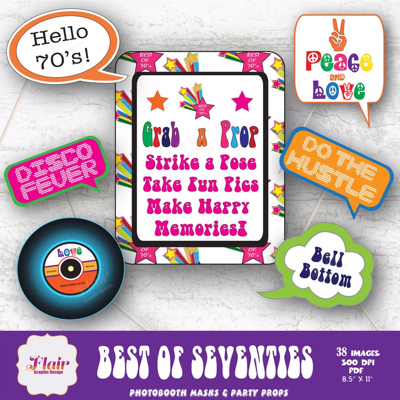 Best of 70’s Photo Booth Masks and Props, Seventies Birthday Party ...
