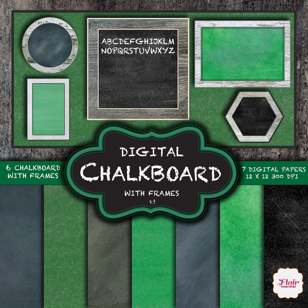 Chalkboard With Vintage Wood Frames Plus Chalkboard Texture Digital ...