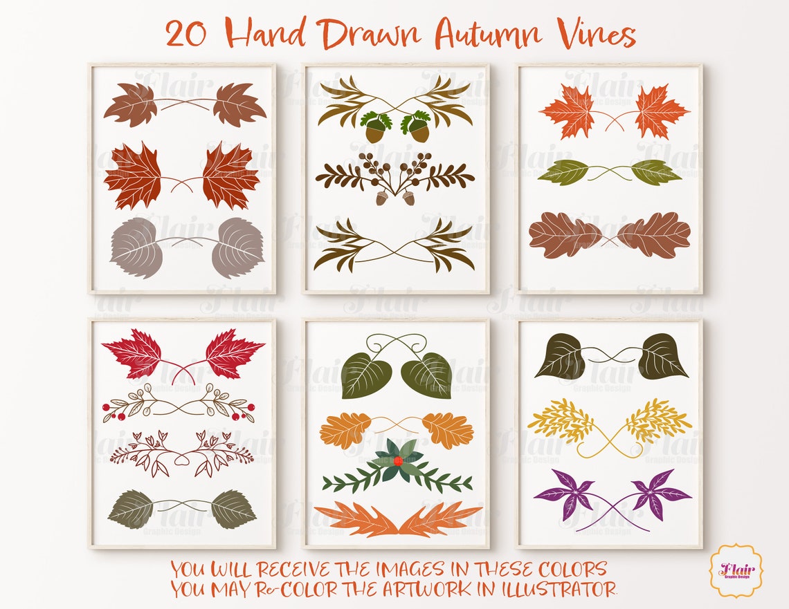 Autumn Vines SVG PNG Bundle Digital Clipart Fall Leaf - Etsy