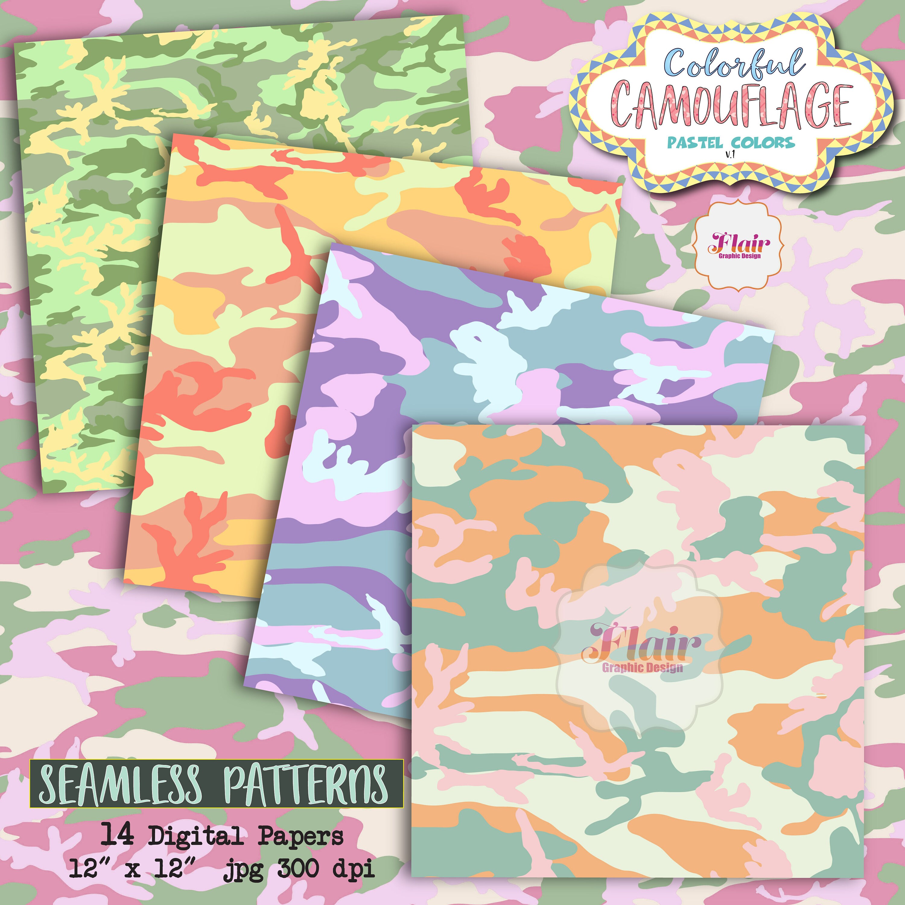 Colorful Camouflage Seamless Patterns in Pastel Colors Army - Etsy