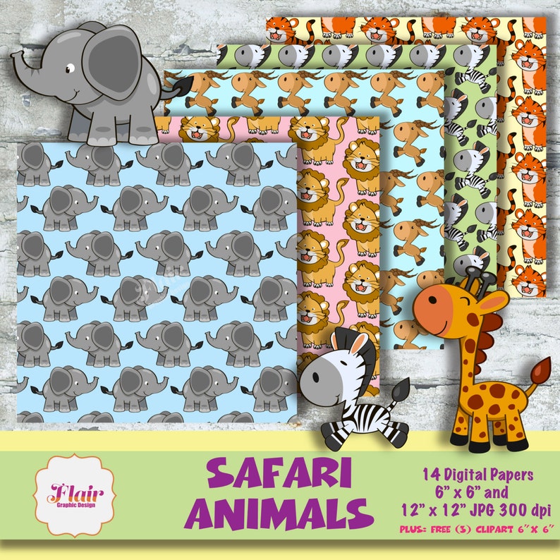 SAFARIANIMALS Digital Papers Farm Animals Clipart Cow Pig | Etsy