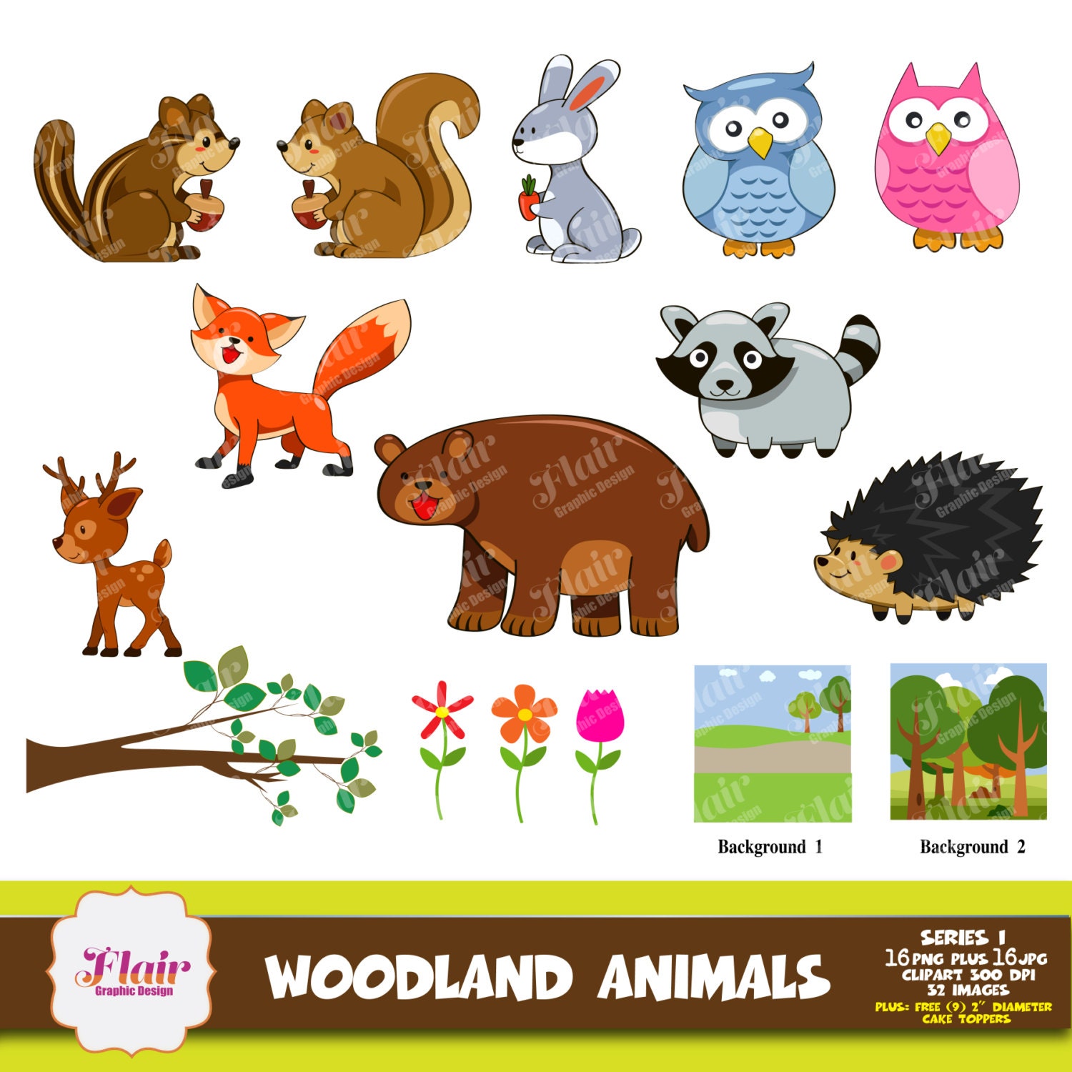WOODLAND ANIMALS Digital Clipart Forest Animals Wildlife - Etsy