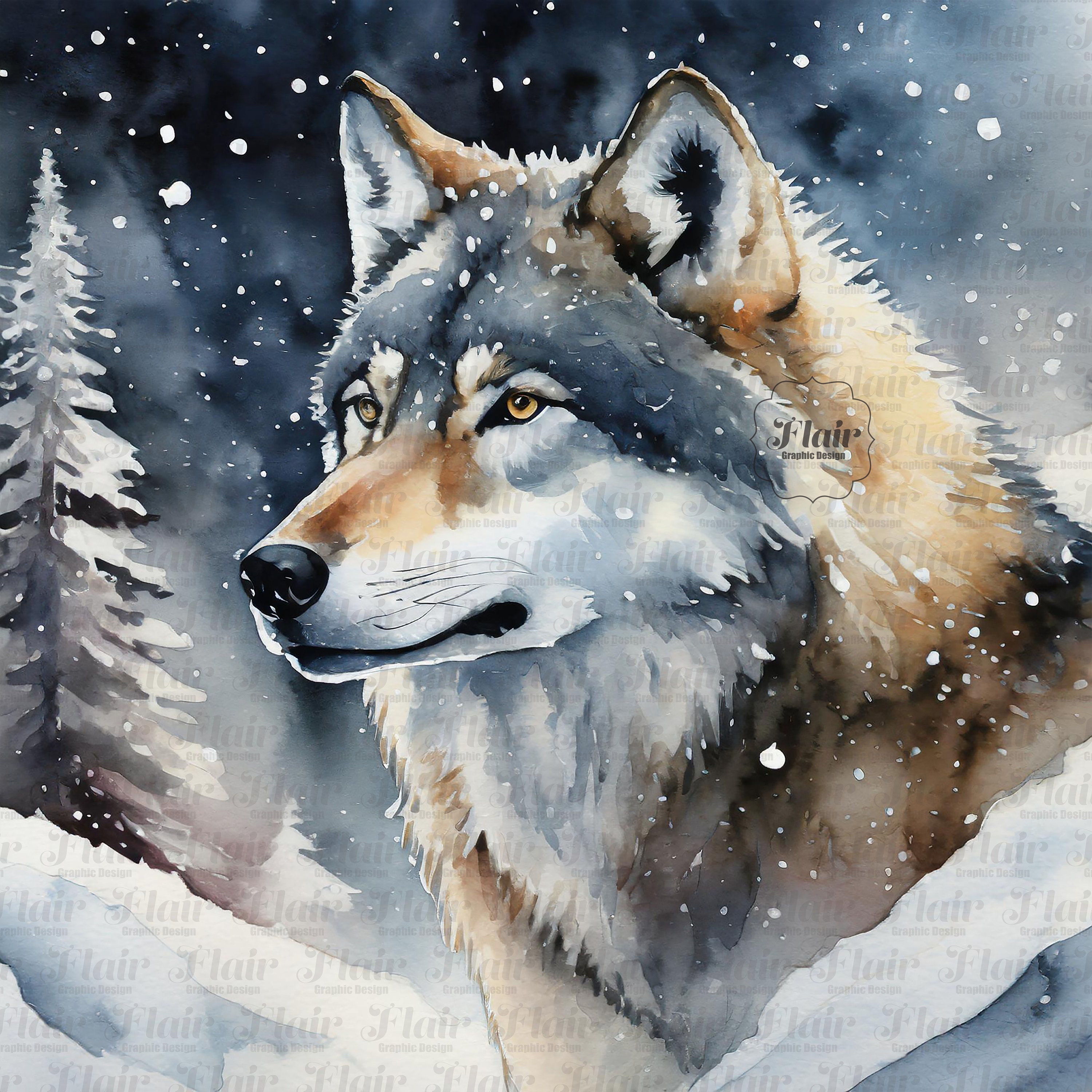 Wolves Watercolor Clipart, Printable Wolf, 14 High Quality Jpgs, Wolf ...