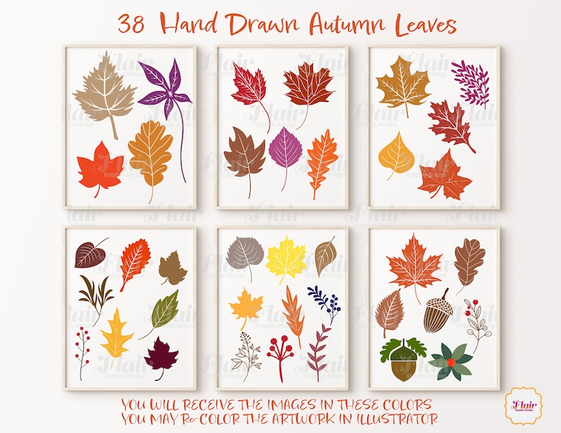 Autumn Leaves SVG PNG Bundle Digital Clipart Fall Leaf - Etsy