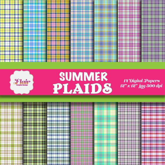 SUMMER PLAIDS Digital Paper Summer Colors Scottish Tartan | Etsy