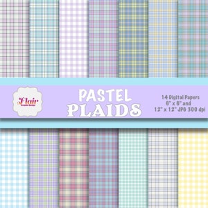 Pastel Plaids Digital Paper, Spring Colors, Easter Colors, Baby ...