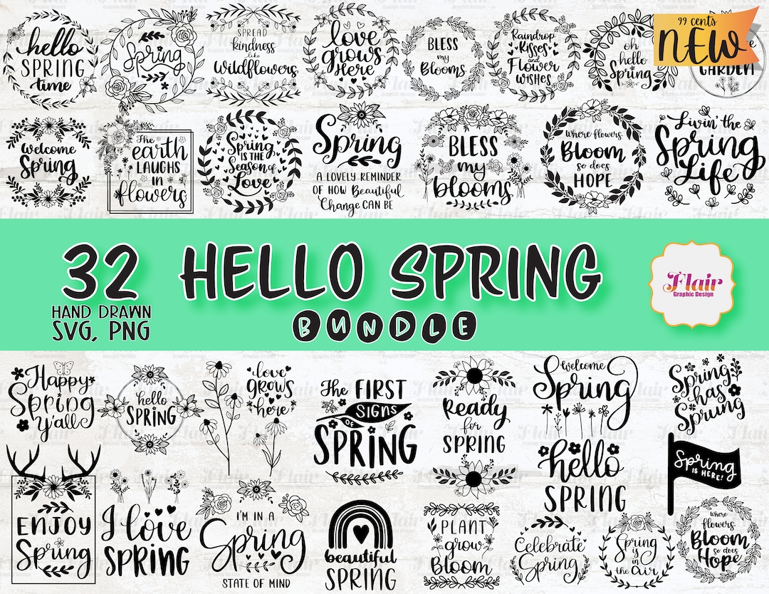 Hello Spring Bundle, Welcome Spring Svg, Flower Svg, Spring is Here Svg ...