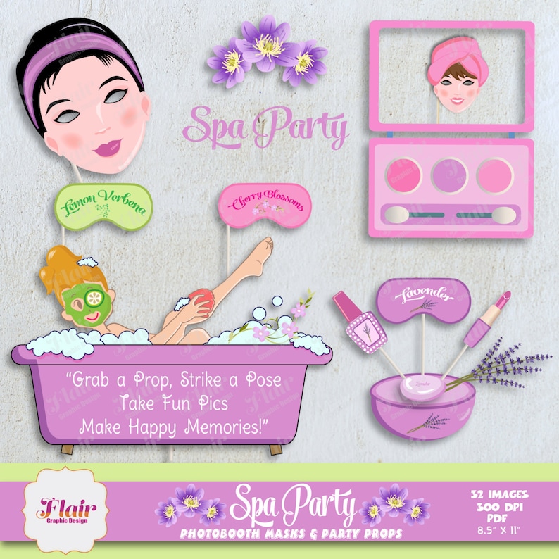 SPA PARTY Photo Booth Masks and Party Props, Digital Masks, Costume ...
