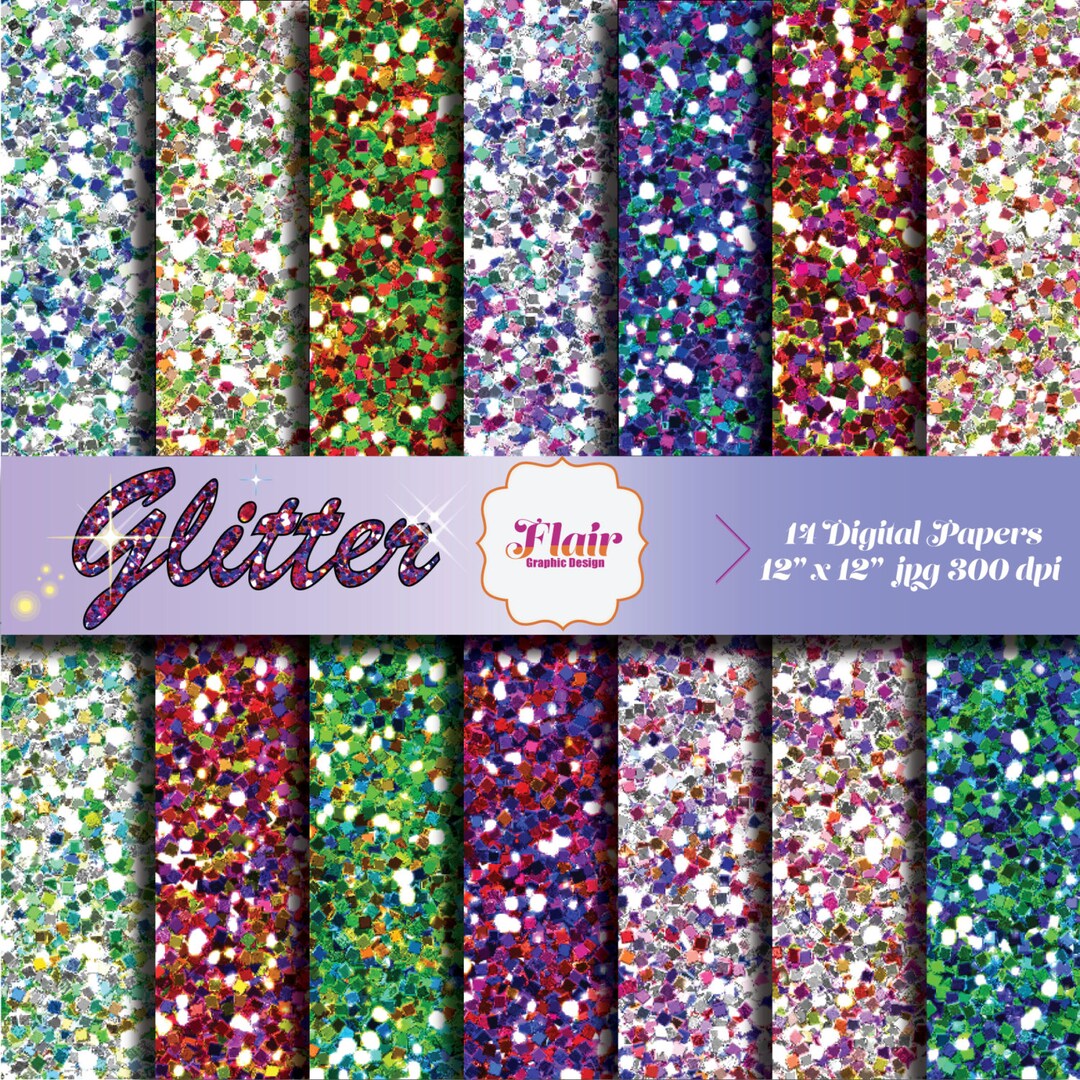 Glitter Digital Paper for Scrapbooking, Shimmering Sparkles, Christmas ...