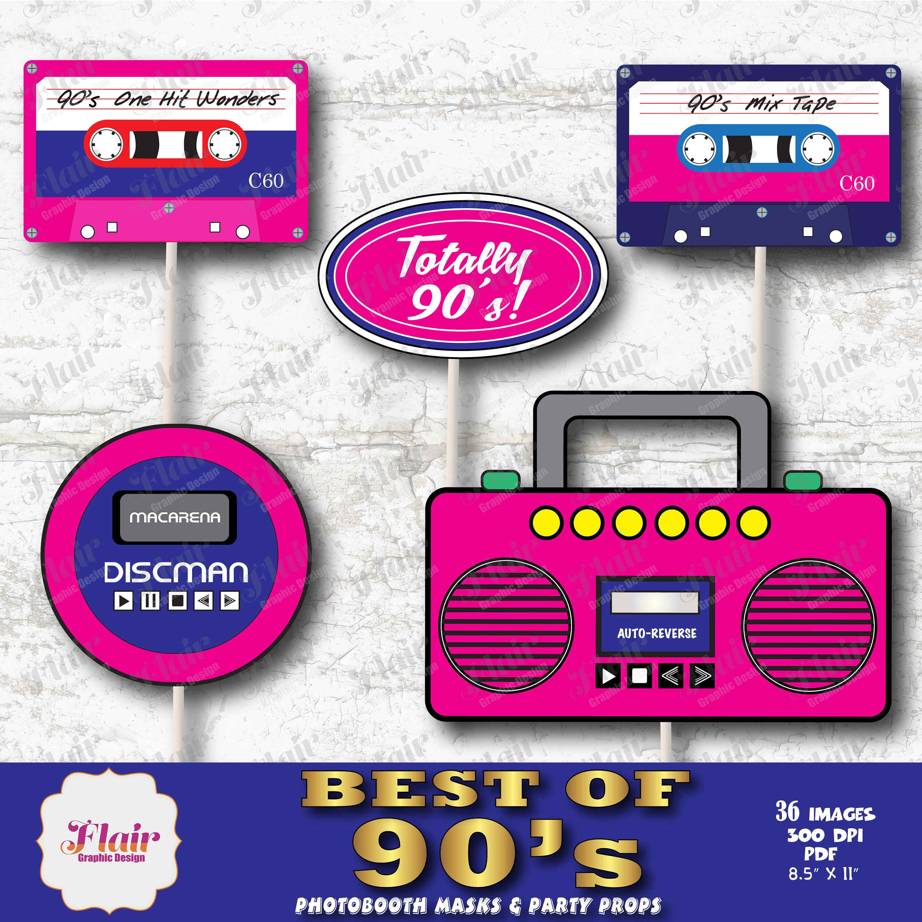 Best of 90’s Photo Booth Masks and Props, Ninetees Party Party Props ...