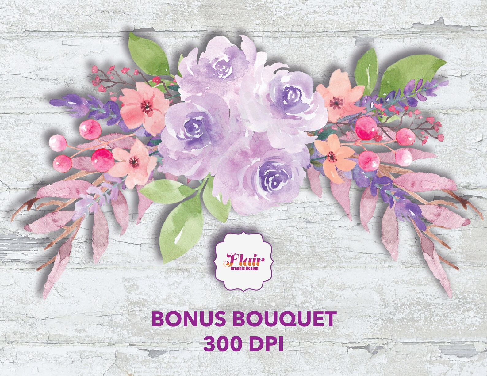 Neptune Roses Watercolor Flowers Clipart Hand-painted Purple - Etsy