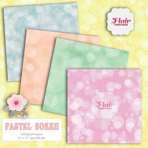 Pastel Bokeh Digital Papers, Background, Spring Papers, Pastel Colored ...
