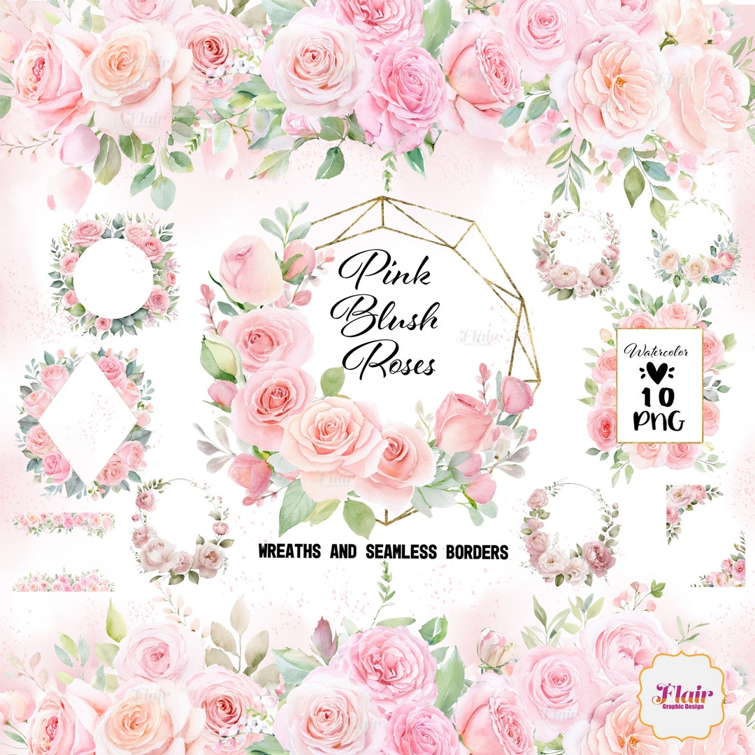 Watercolor Blush Pink Roses PNG, Spring Dusty Roses Floral Clipart ...