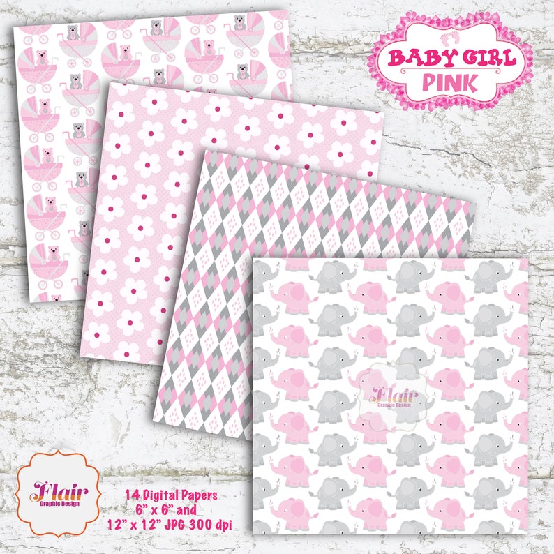 Baby Girl Digital Papers It's a Girl Newborn Baby - Etsy UK