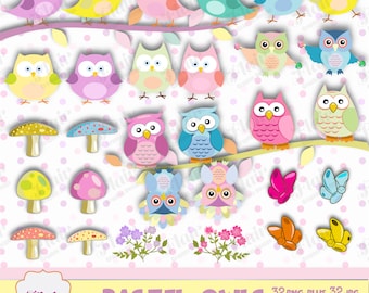 Cute Owls Clipart - Etsy