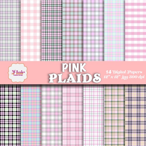 PINK PLAIDS Digital Paper Winter Colors Baby Girl Paper - Etsy