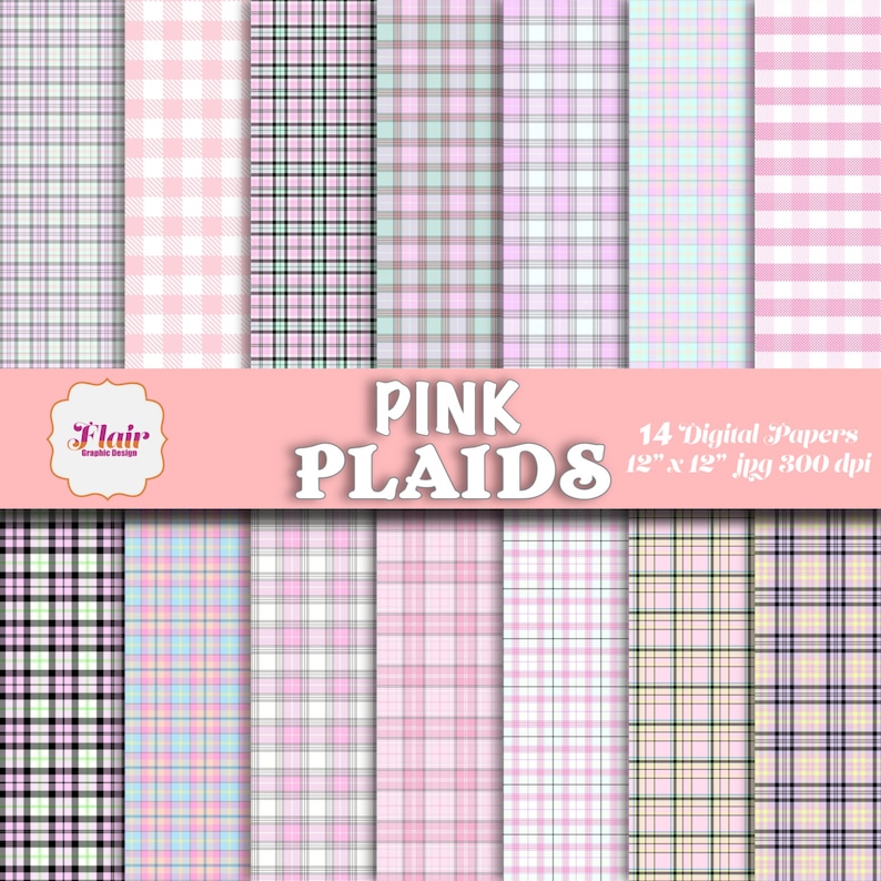 PINK PLAIDS Digital Paper Winter Colors Baby Girl Paper | Etsy